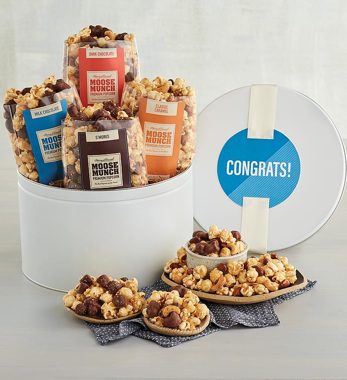 Congratulations Moose Munch Premium Popcorn Tin | Harry & David
