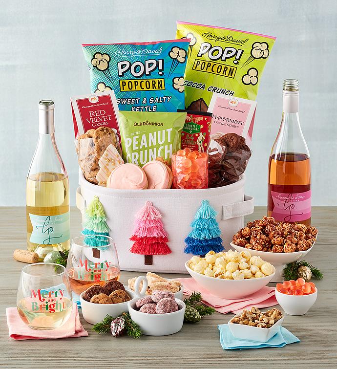 Holiday Cheer Gift Basket with Wine Duo